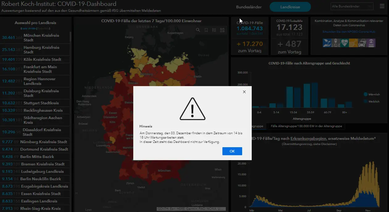 Corona Zahlen RKI: Dashboard fällt am Donnerstag für mehrere Stunden ...
