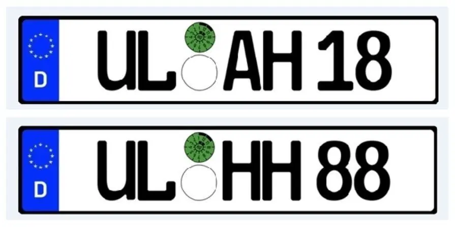 Kennzeichen in Ulm und Alb-Donau-Kreis: „AH 18“ und „HH 88 ...